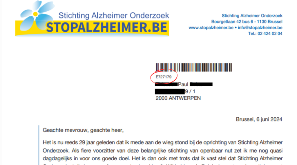 Fiscaal attest : uw rijksregisternummer of bedrijfsnummer - Stop Alzheimer